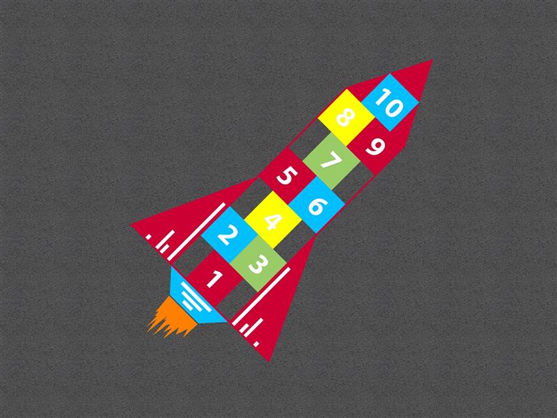 Rocket Hopscotch 1-10 Solid Playground Markings | Pentagon Play