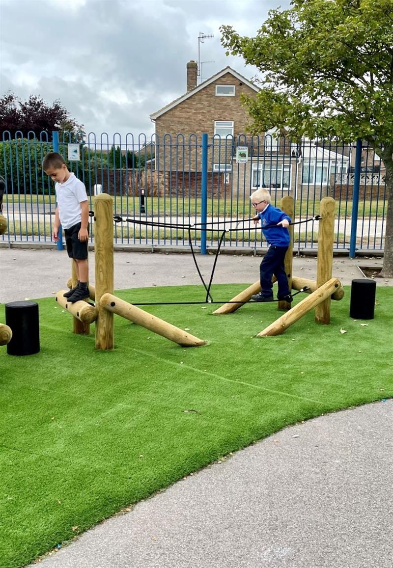 Tightrope Bridge with Rope Handrails | Pentagon Play
