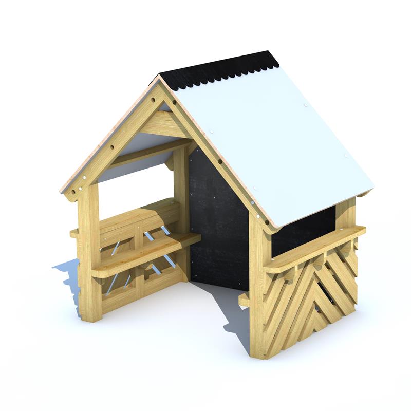 Pentagon's Small Outdoor Playhouse with Walls, Chalkboard and Benches ...