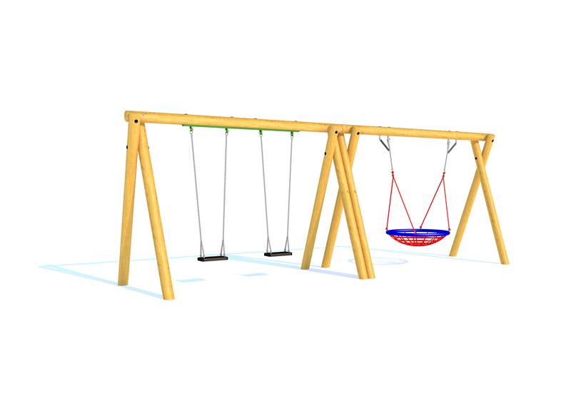 Wooden Swing Set With Group Seat | Pentagon Play